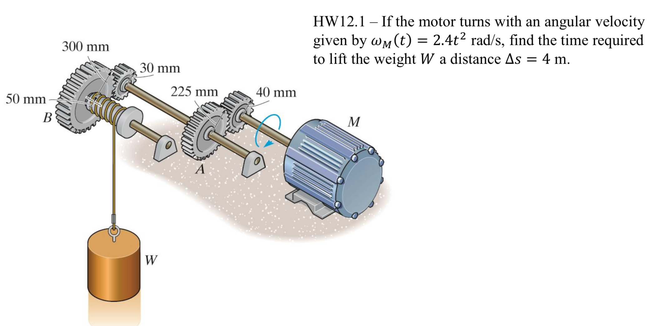 Solved HW12.1 - ﻿If the motor turns with an angular | Chegg.com