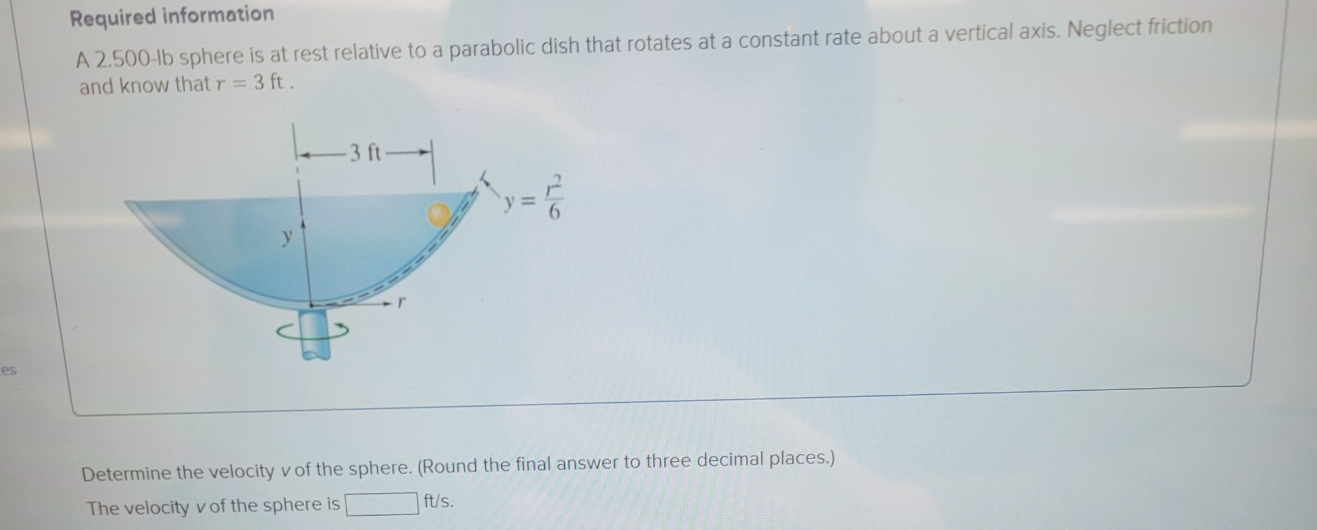 Solved Required informationA 2.500-lb sphere is at rest | Chegg.com