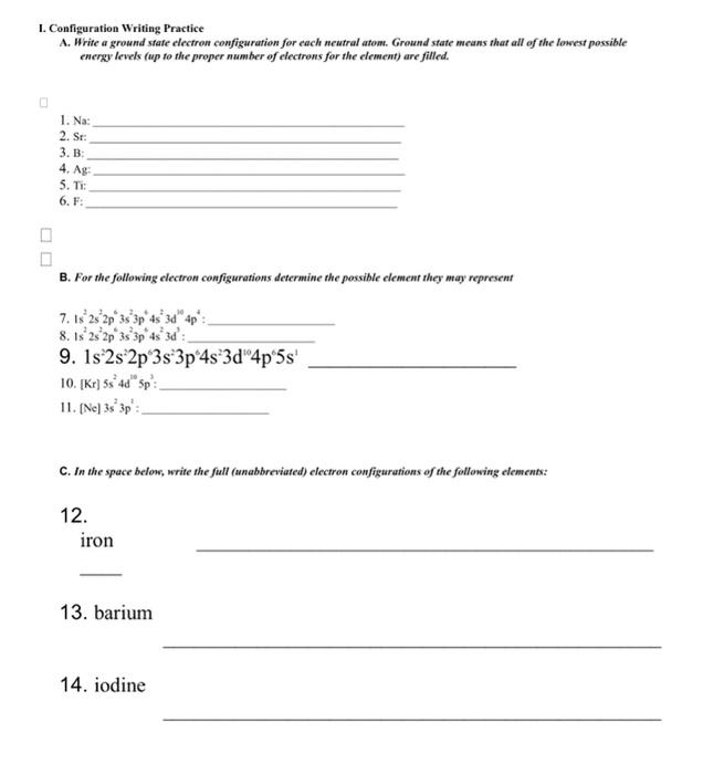 Solved I. Configuration Writing Practice A. Write a ground | Chegg.com