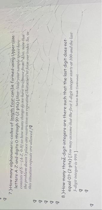 Solved 7.) How many alphanumeric-codes of length foum can be | Chegg.com