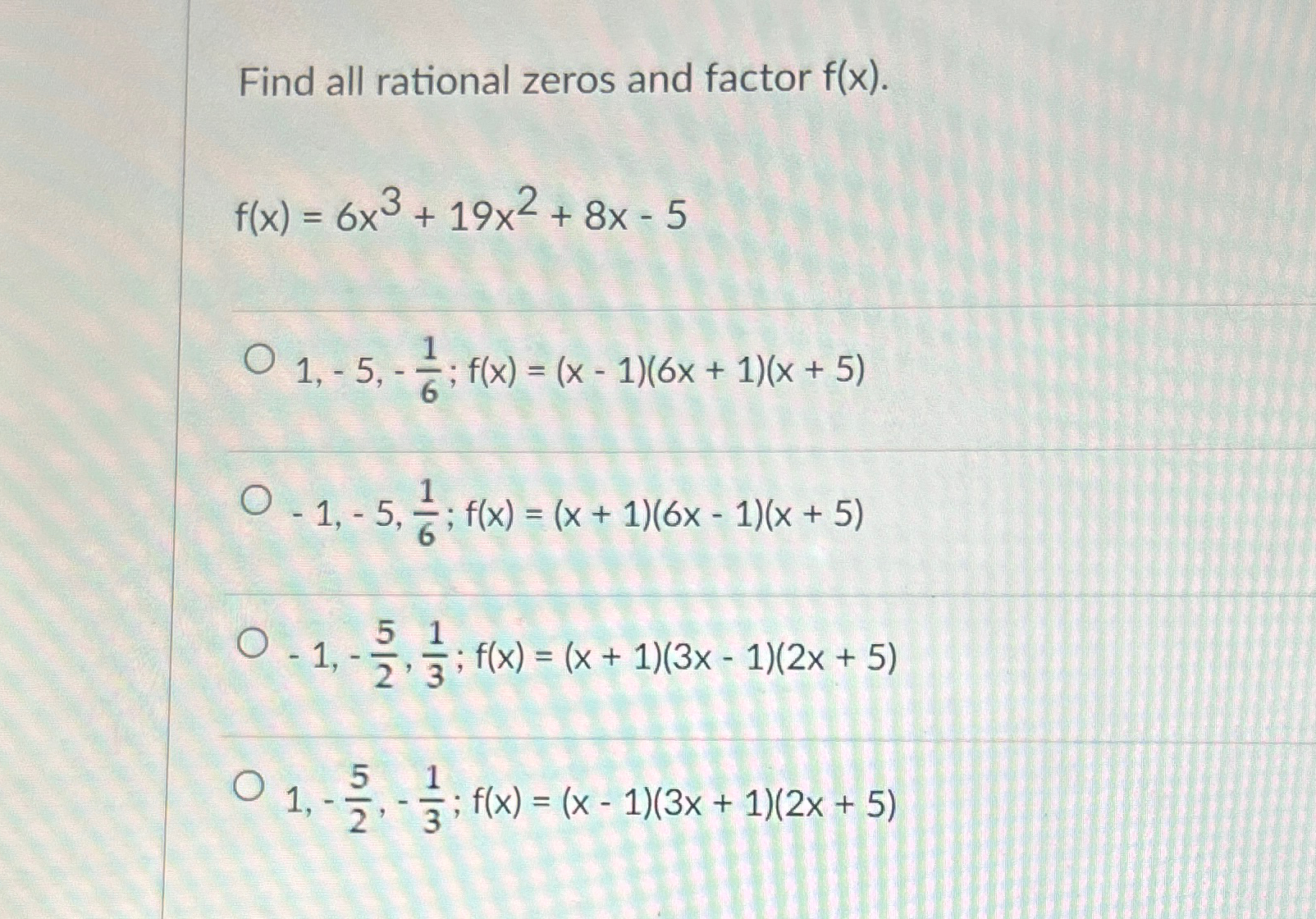 Solved Find all rational zeros and factor | Chegg.com