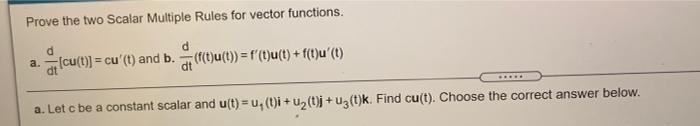 Solved Prove the two Scalar Multiple Rules for vector | Chegg.com