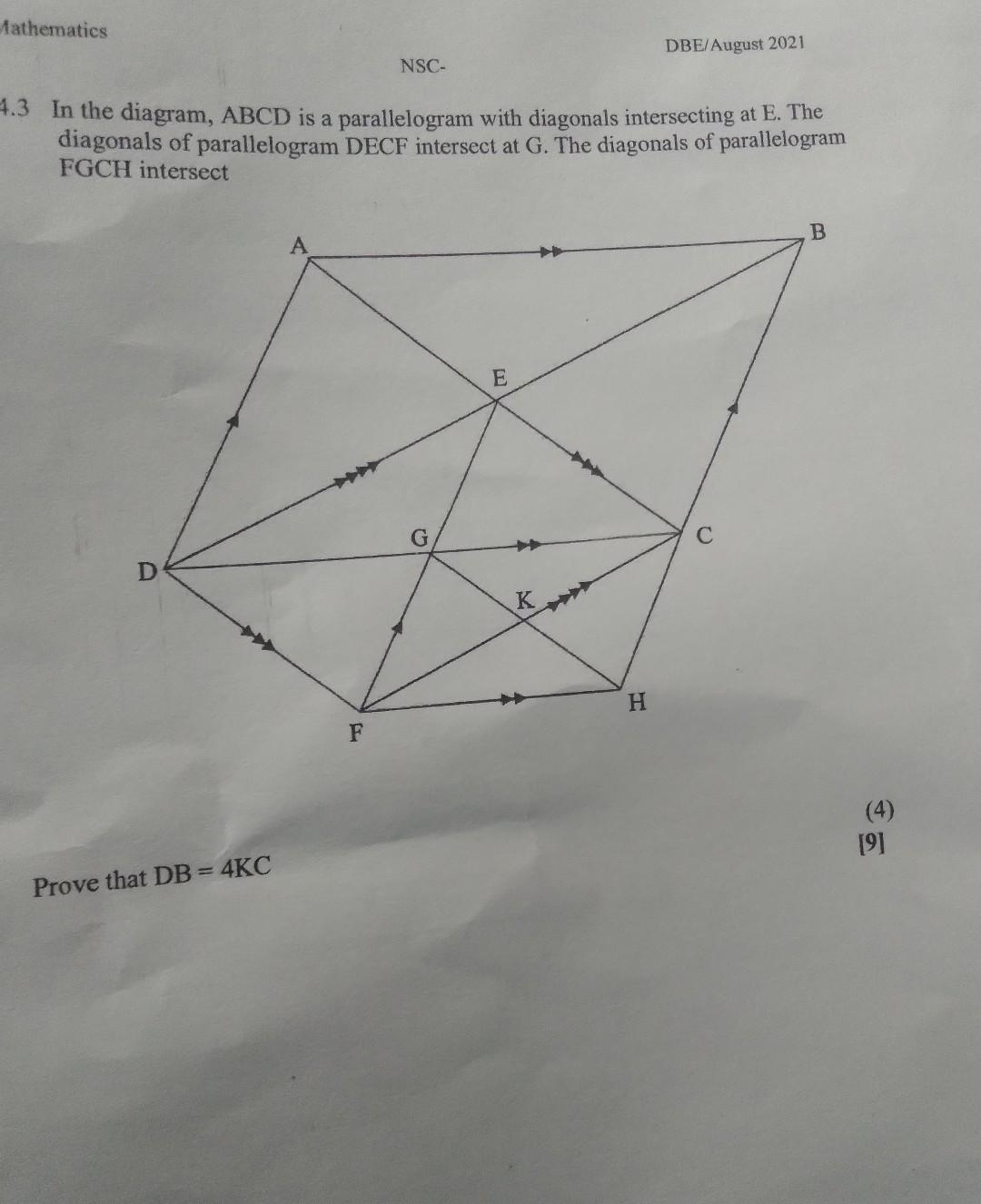 Solved Mathematics DBE/August 2021 NSC QUESTION 4 KLMN is a | Chegg.com