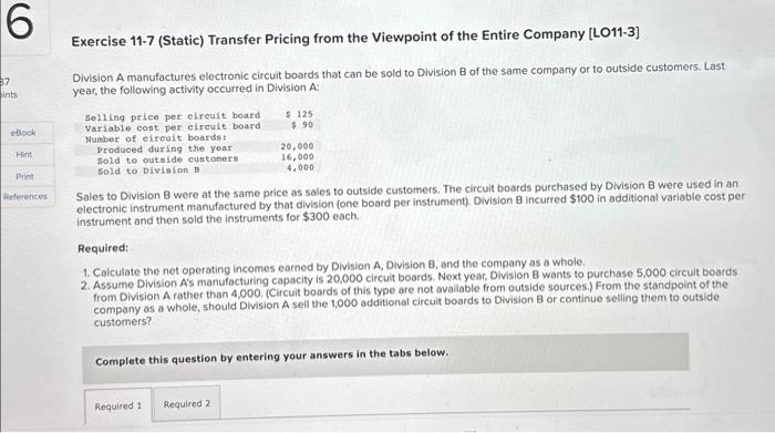 Solved Calculate the net operating incomes earned by | Chegg.com