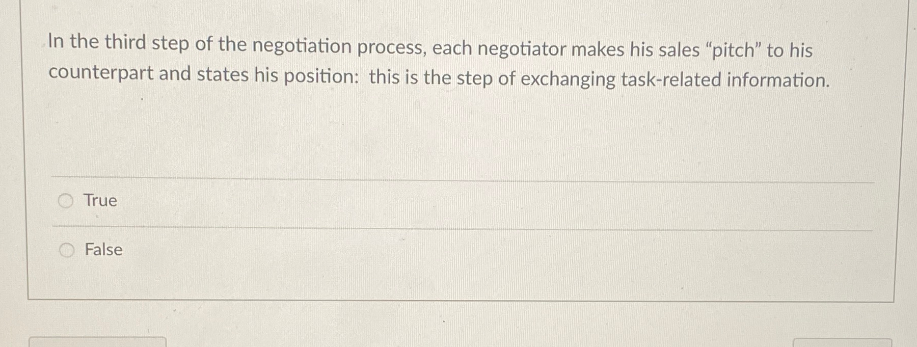 Solved In the third step of the negotiation process, each | Chegg.com