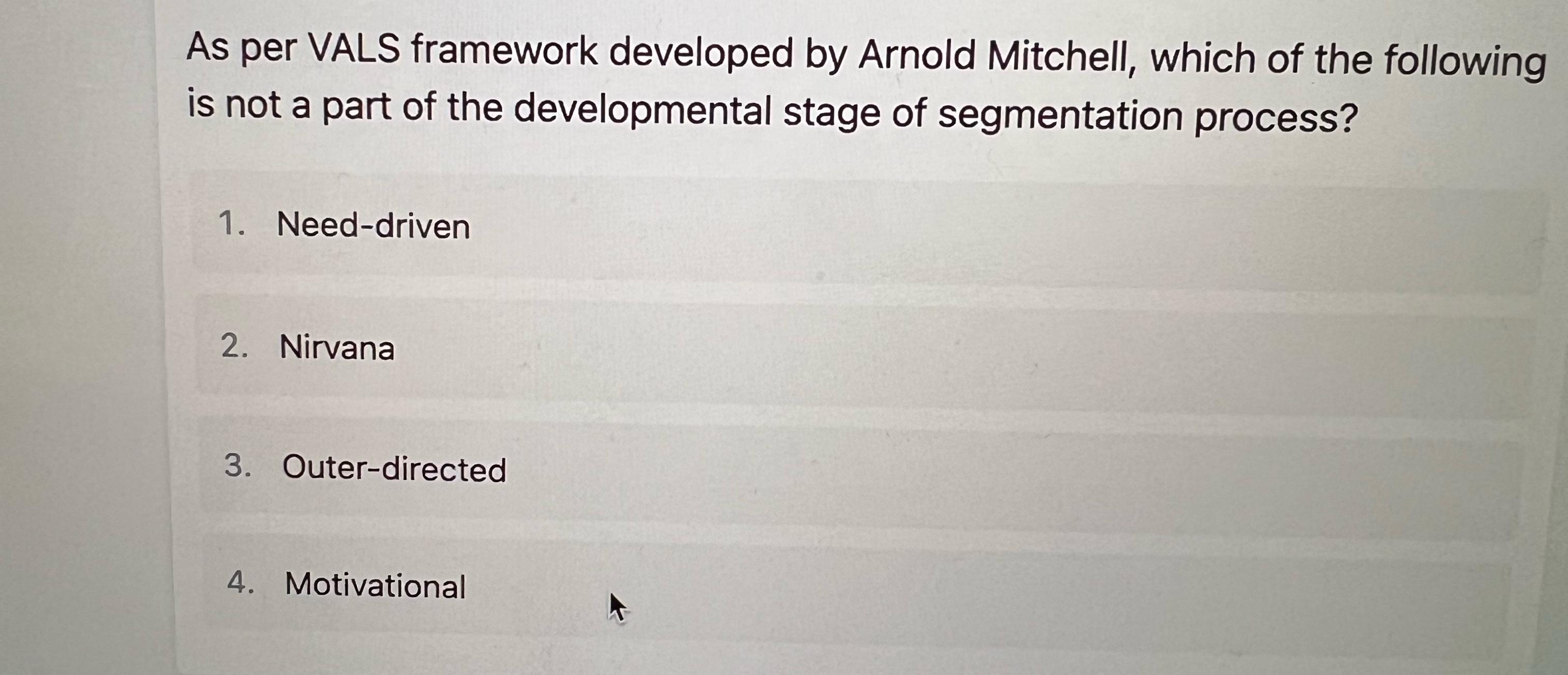 Solved As per VALS framework developed by Arnold Mitchell, | Chegg.com