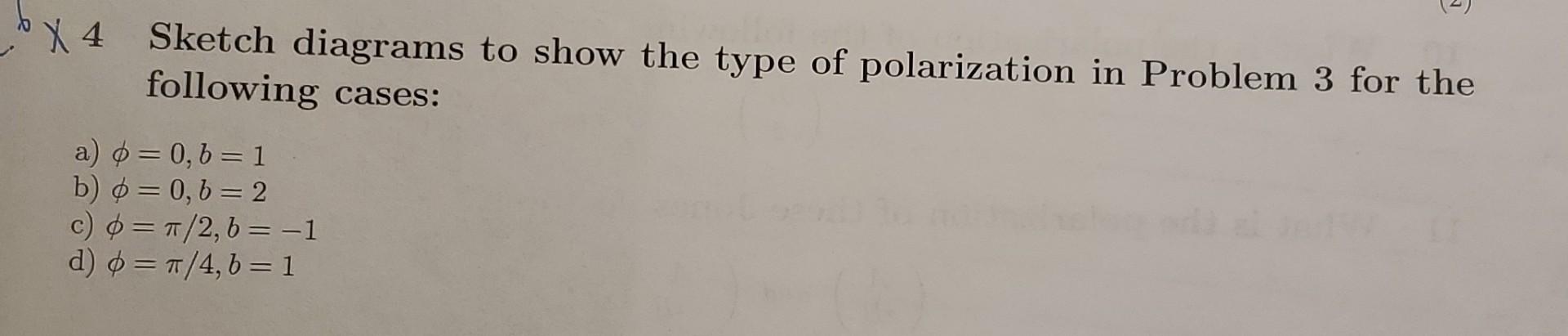 Solved X 4 Sketch diagrams to show the type of polarization | Chegg.com