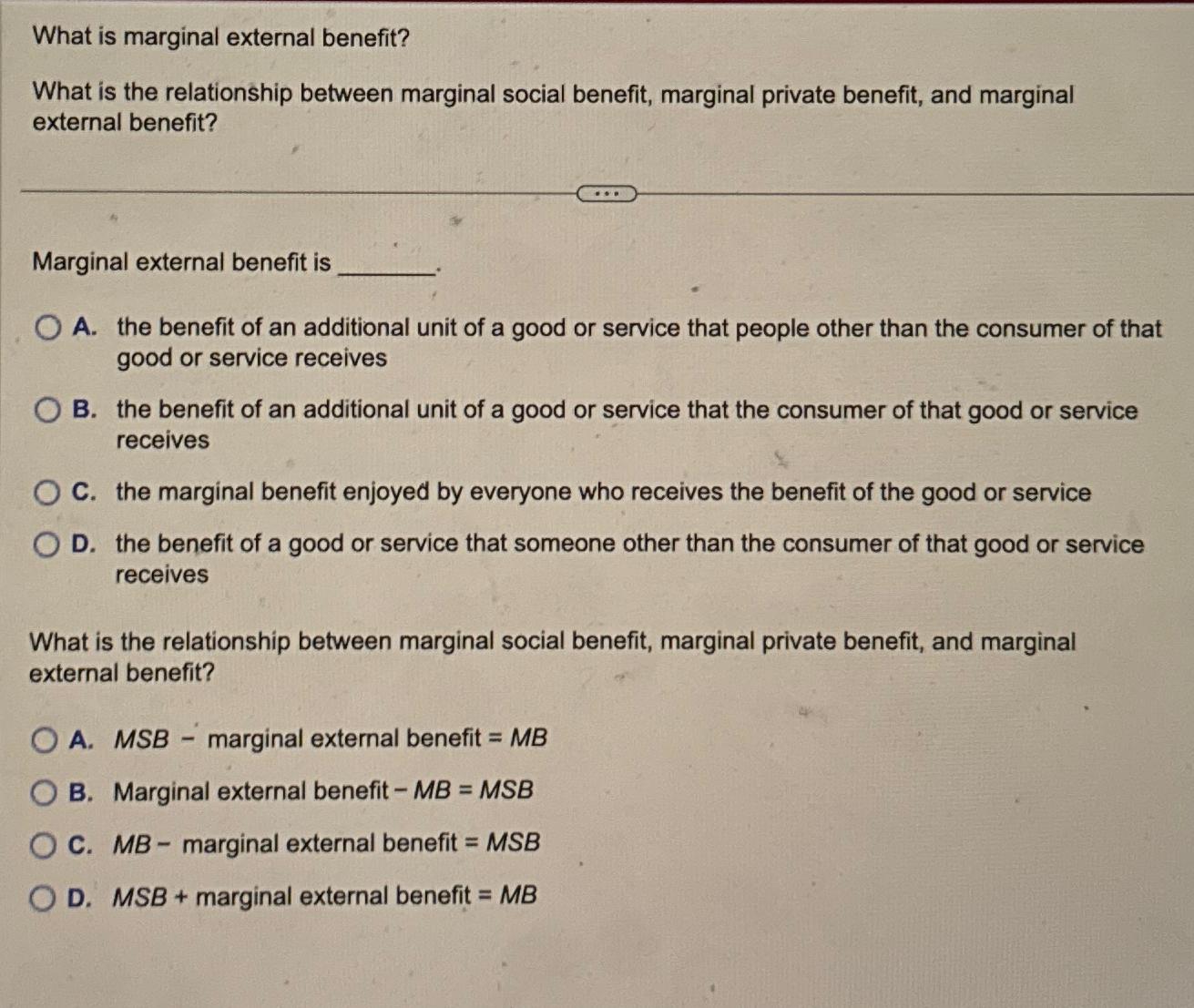 Solved What Is Marginal External Benefitwhat Is The