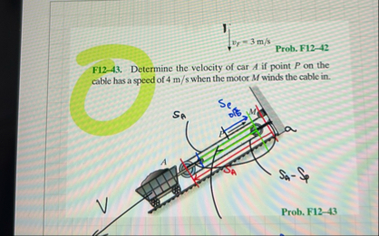 Solved Prob. F12-42F12-43. ﻿Determine the velocity of car A | Chegg.com