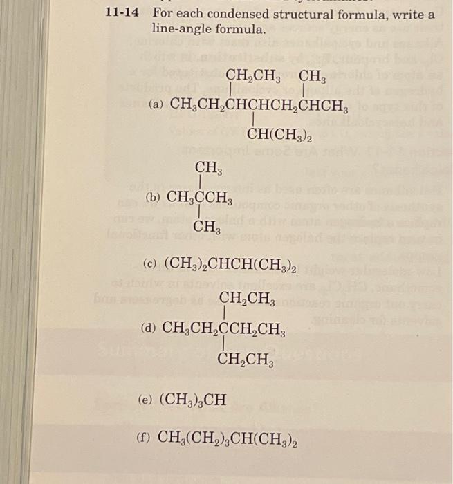 11-14 For each condensed structural formula, write a | Chegg.com