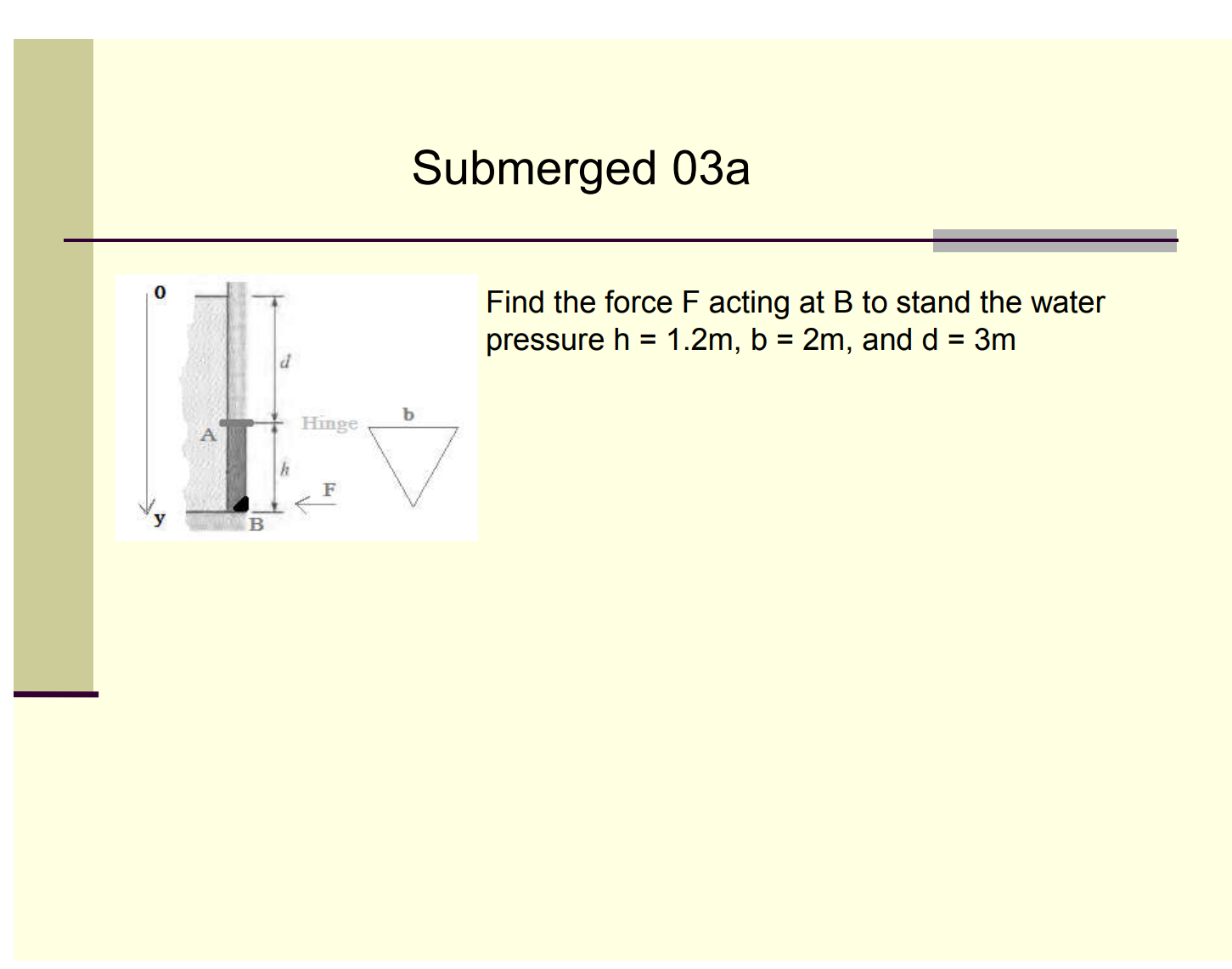 Solved Find the force F acting at B to stand the water | Chegg.com