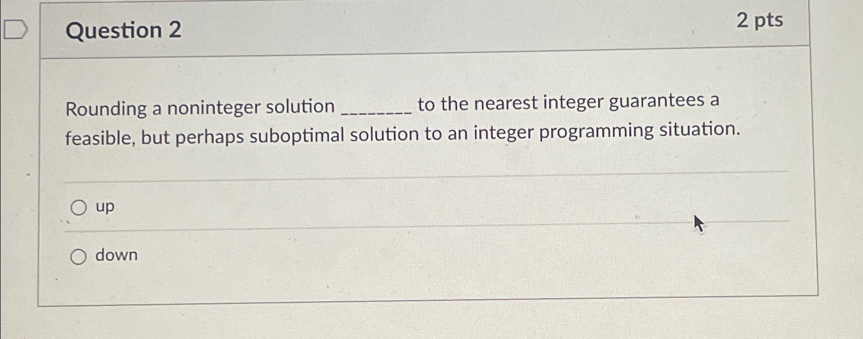 Solved Question 22 ﻿ptsRounding a noninteger solution to the | Chegg.com