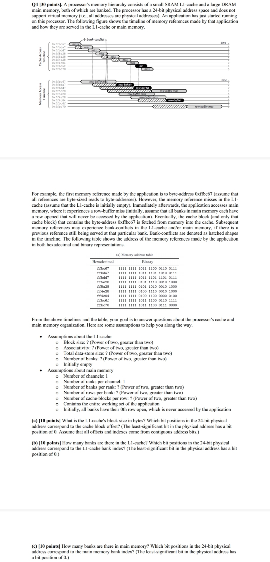 Q4 |30 ﻿points]. ﻿A processor's memory hierarchy | Chegg.com