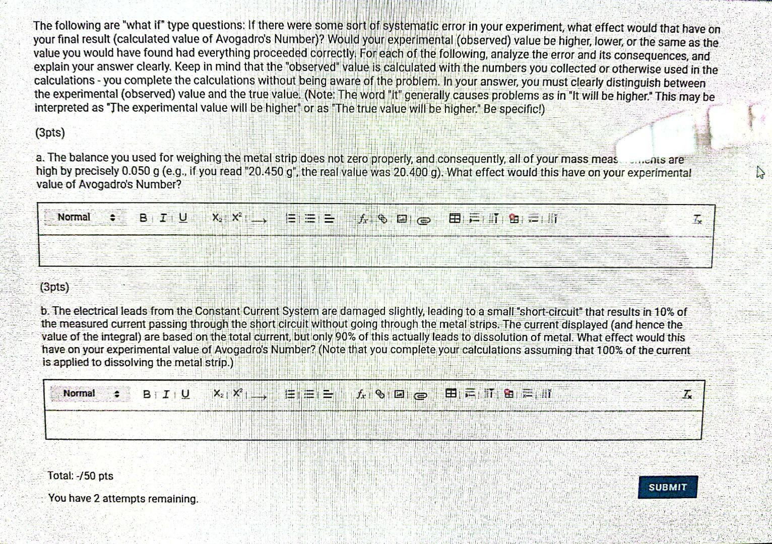 Data and Report Submission 12 - Measuring Avogadro's | Chegg.com