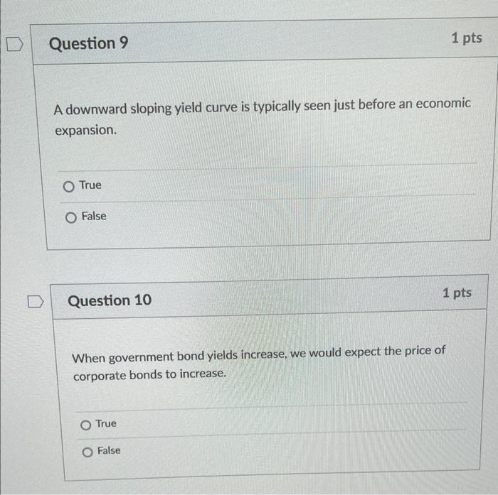 Solved A downward sloping yield curve is typically seen just | Chegg.com