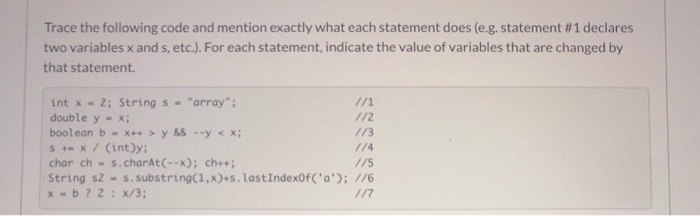 Solved Trace the following code and mention exactly what | Chegg.com
