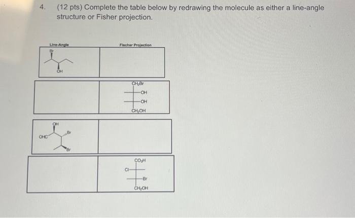 Solved 4. (12 pts) Complete the table below by redrawing the | Chegg.com