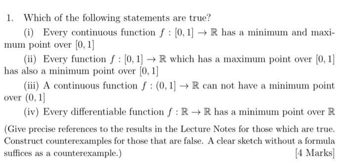 Solved 1. Which of the following statements are true? (i) | Chegg.com