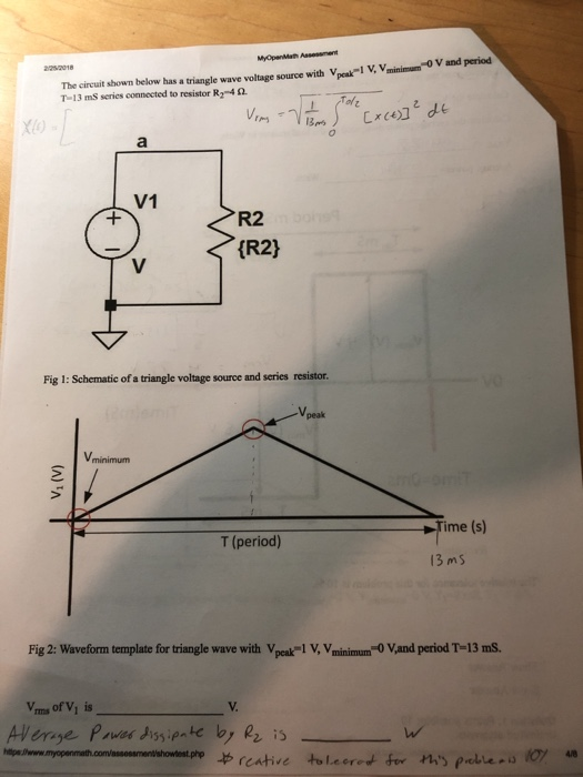 Solved the circuit shown below has triangle wave voltage | Chegg.com