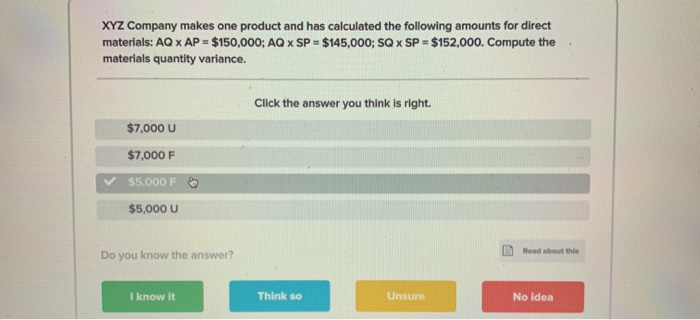 Solved XYZ Company makes one product and has calculated the | Chegg.com