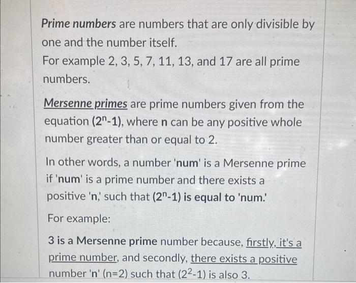Solved Prime numbers are numbers that are only divisible by | Chegg.com