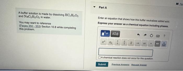Solved A buffer solution is made by dissolving HC2H3O2 and | Chegg.com