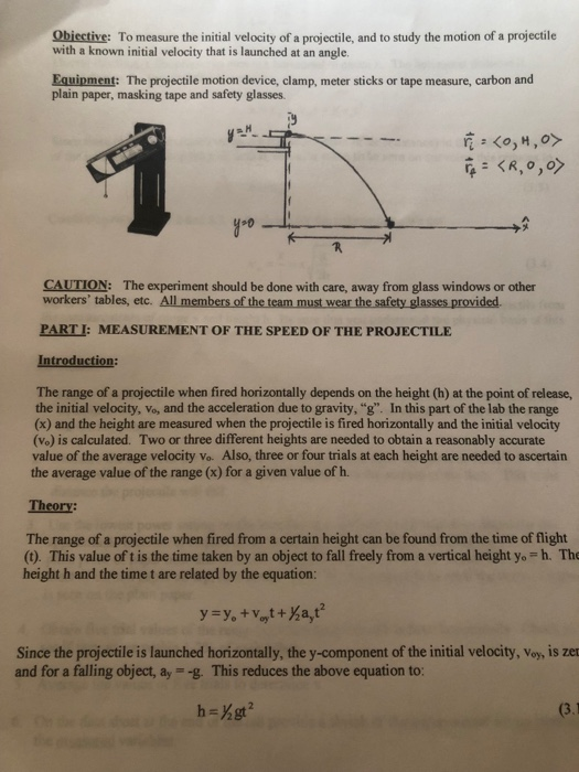 Solved Obiective: To measure the initial velocity of a | Chegg.com