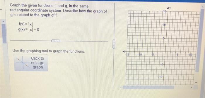 Solved Graph the given functions, f and g, in the same | Chegg.com