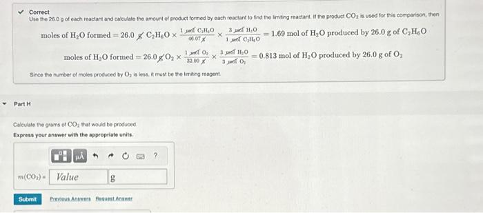 Solved Correct Use the 26.0 g of each reactant and | Chegg.com