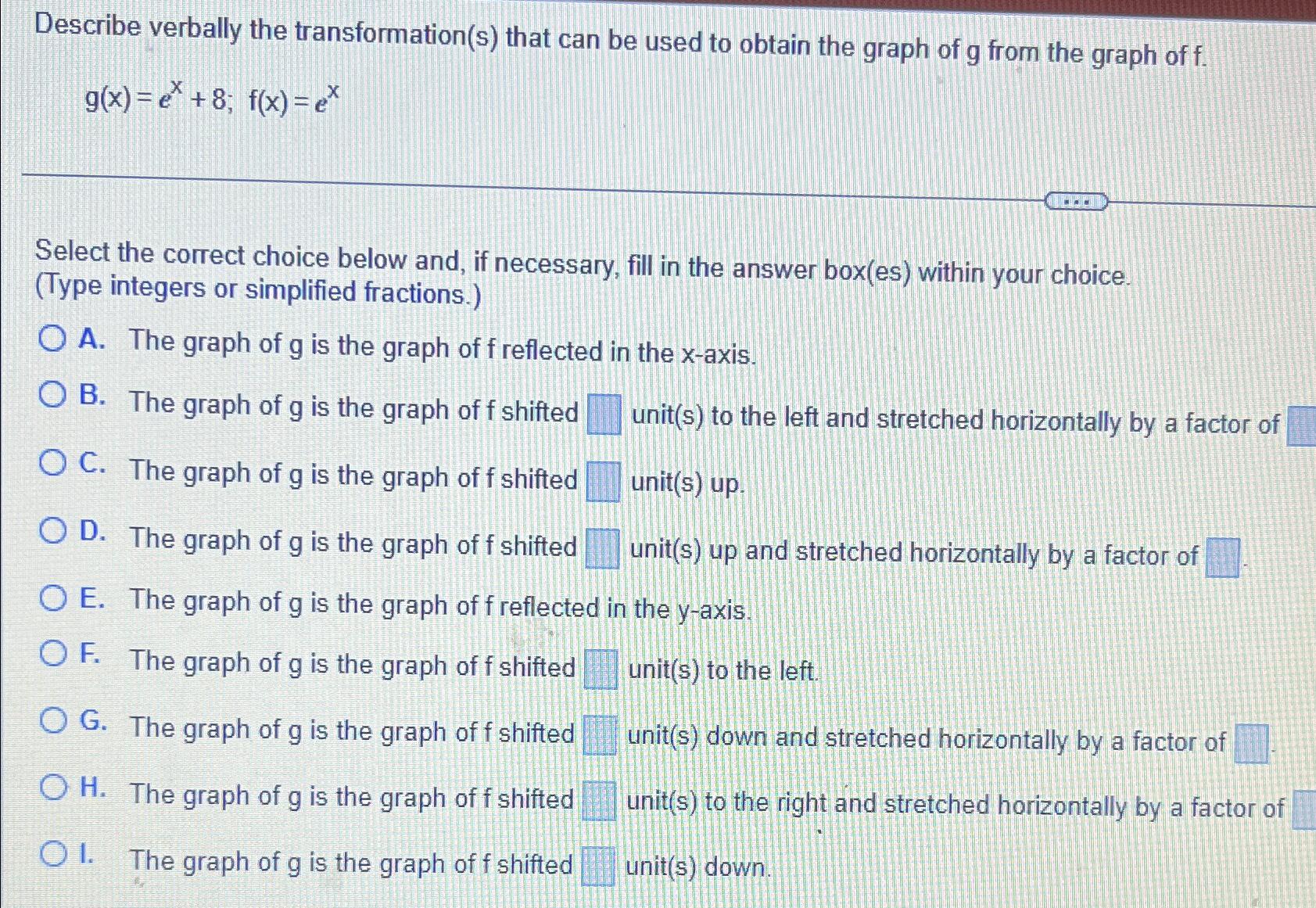 Solved Describe verbally the transformation(s) ﻿that can be | Chegg.com