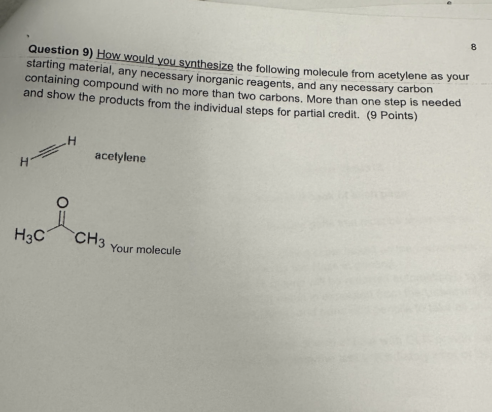 Solved Question 9) ﻿How would you synthesize the following | Chegg.com