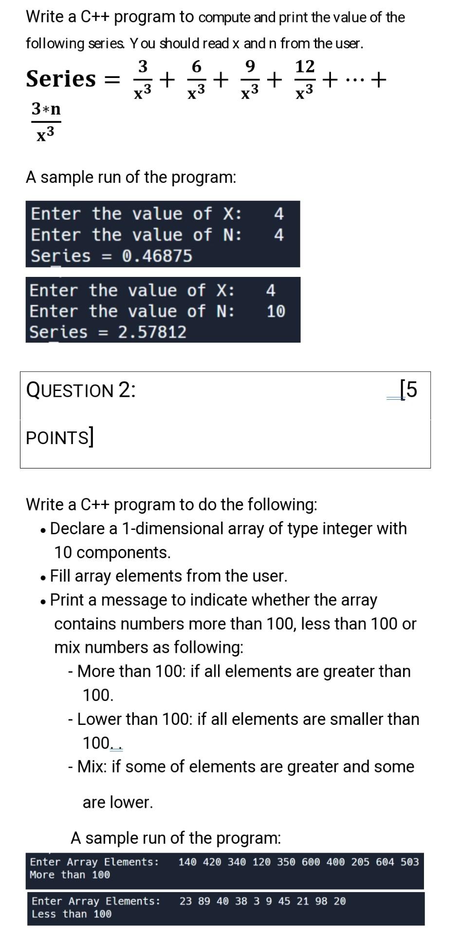 Solved Write a C++ program to compute and print the value of | Chegg.com