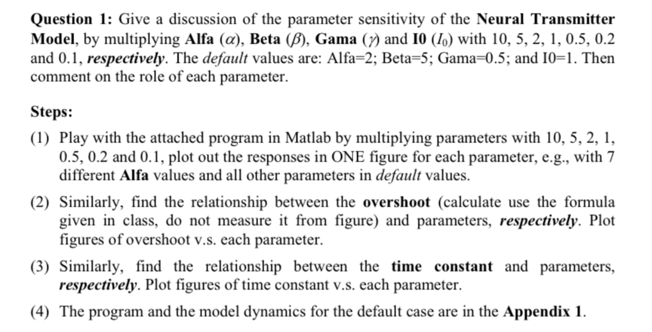 Solved Question 1: Give a discussion of the parameter | Chegg.com