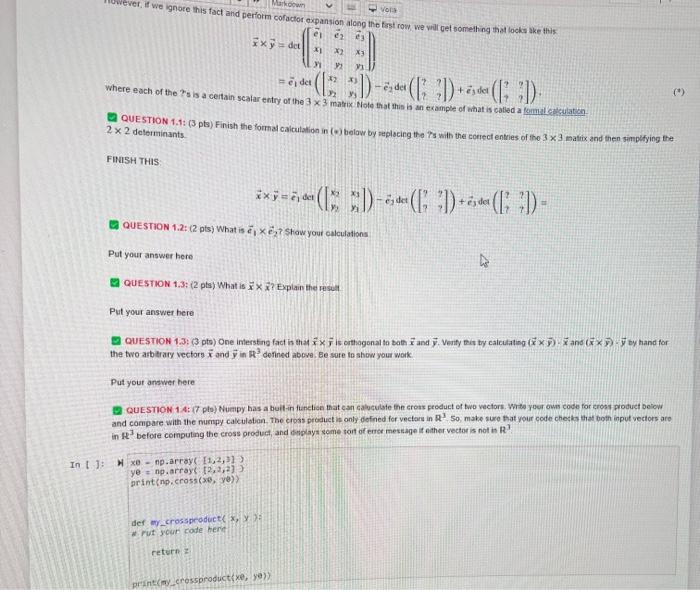 Solved 1. Determinants and cross products (17 pts) In R3, | Chegg.com