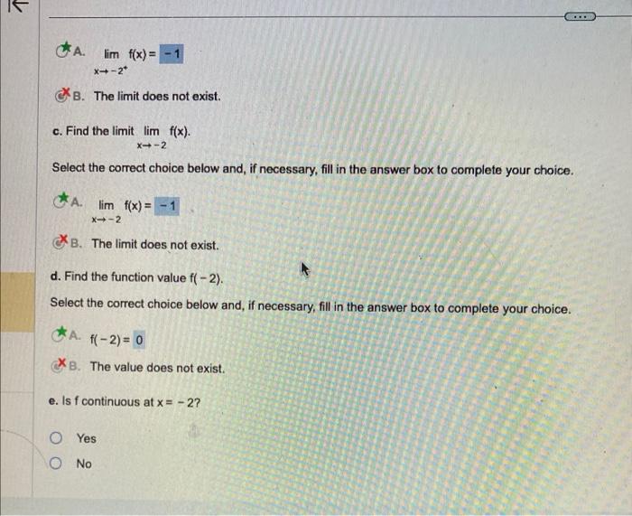 Solved a. Find the limit limx→−2−f(x). Select the correct | Chegg.com