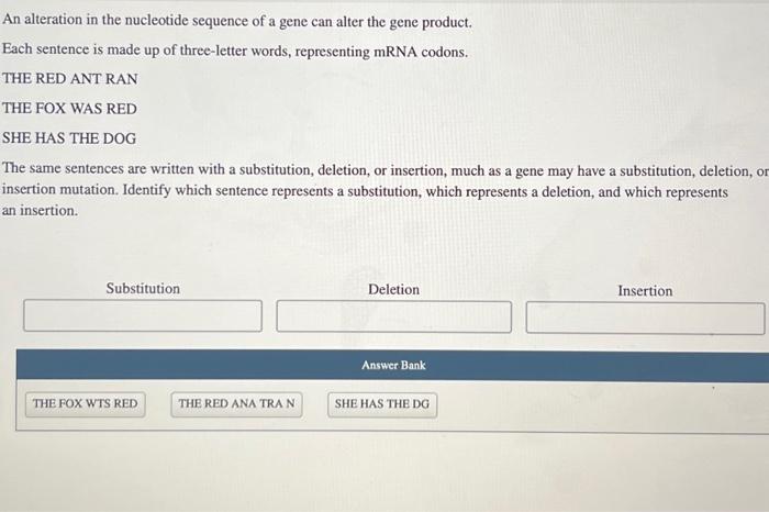 Solved An alteration in the nucleotide sequence of a gene | Chegg.com