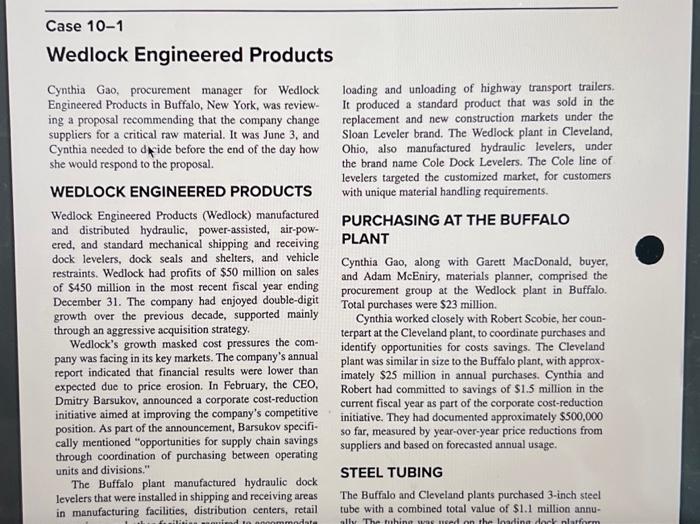 Solved Assignment - Chapter 10 - Price - Case 10-1: Wedlock | Chegg.com