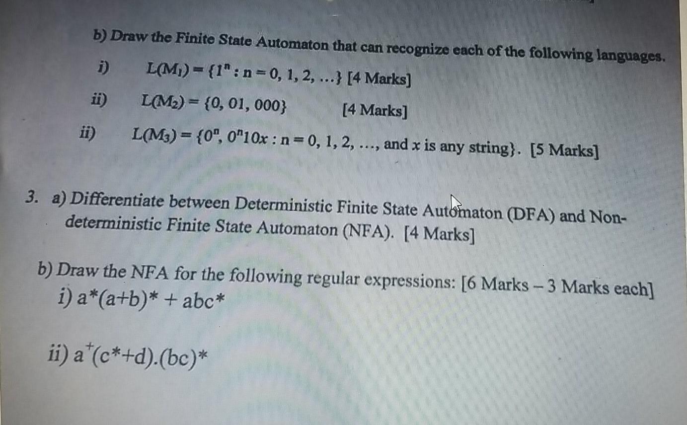 Solved b) Draw the Finite State Automaton that can recognize | Chegg.com