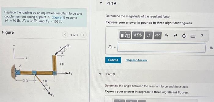 Solved Replace the loading by an equivalent resultant force | Chegg.com