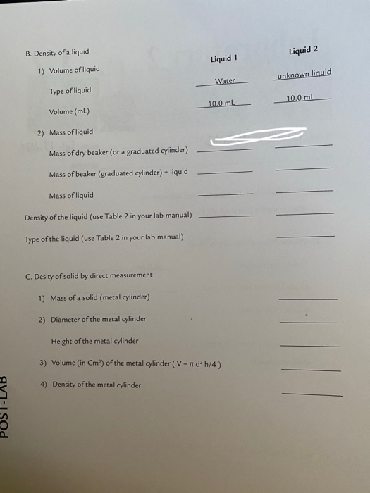Solved Table 1. Density values of some metals. Density | Chegg.com