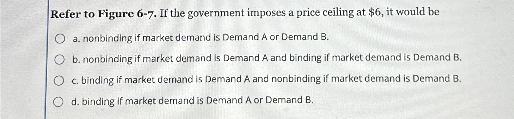 Solved Refer to Figure 6-7. ﻿If the government imposes a | Chegg.com