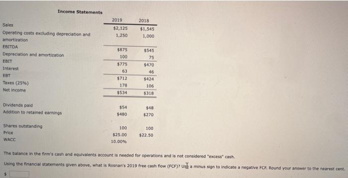 FCF=[ EBIT (1−T)+ Depreciation and amortization] - | Chegg.com