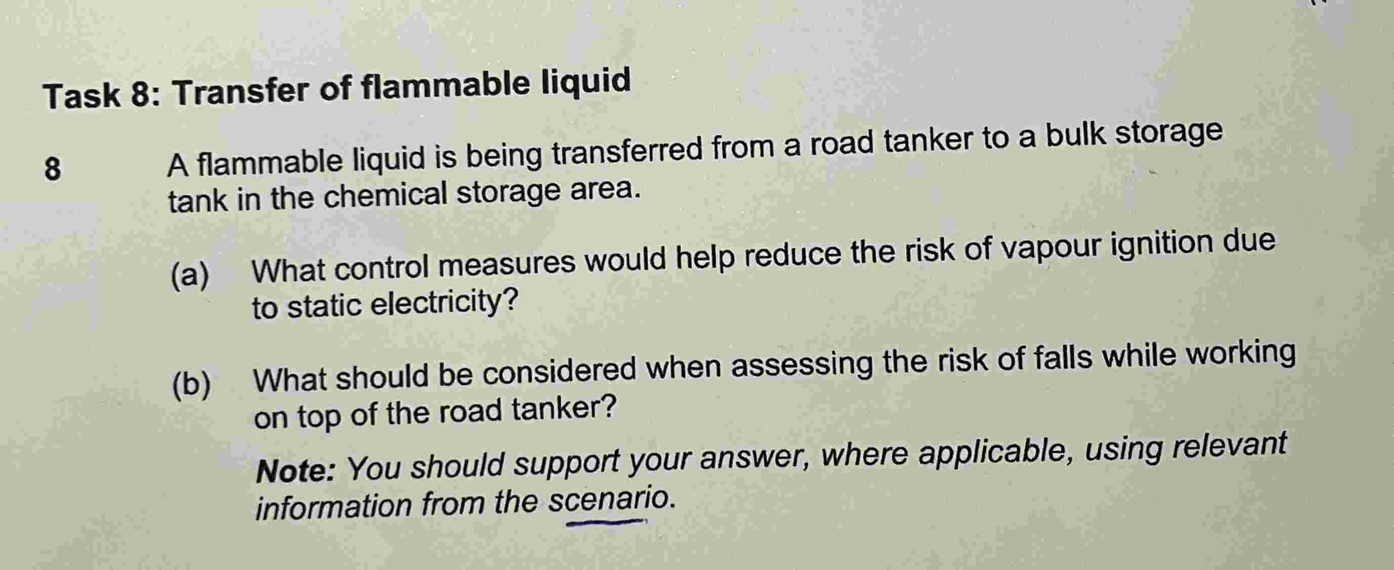 Solved Task 8: Transfer of flammable liquidA flammable | Chegg.com
