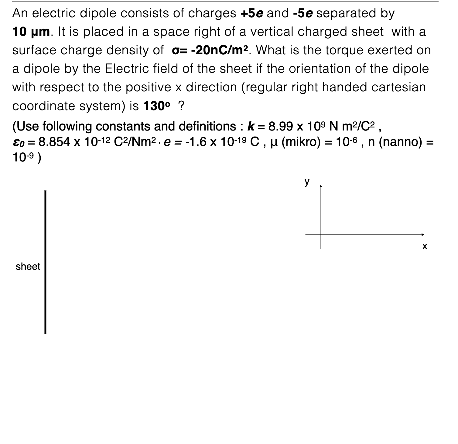 Solved An electric dipole consists of charges +5e ﻿and -5e | Chegg.com