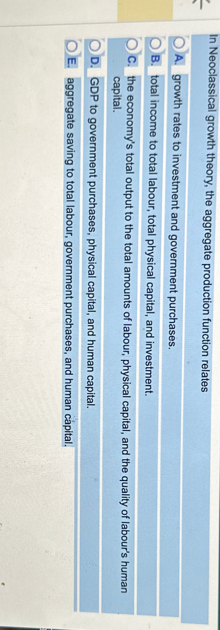 Solved In Neoclassical growth theory, the aggregate | Chegg.com