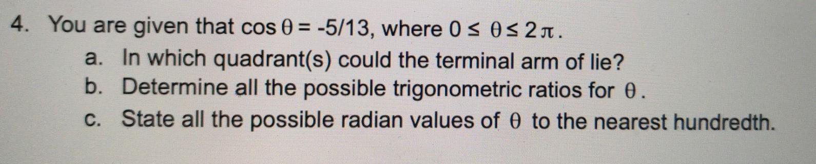Solved Angles on the Cartesian Plane. chapter - Trigonometry | Chegg.com