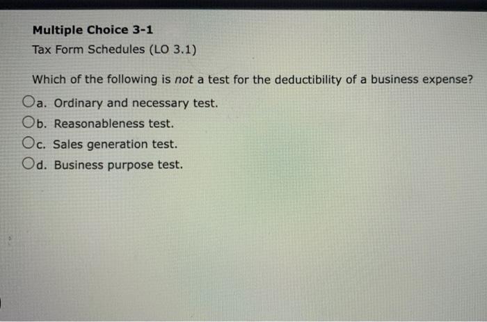 Solved Which of the following is not a test for the | Chegg.com