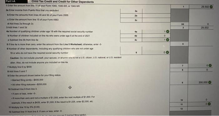 I need help with the line 5 on Form 8812. The | Chegg.com