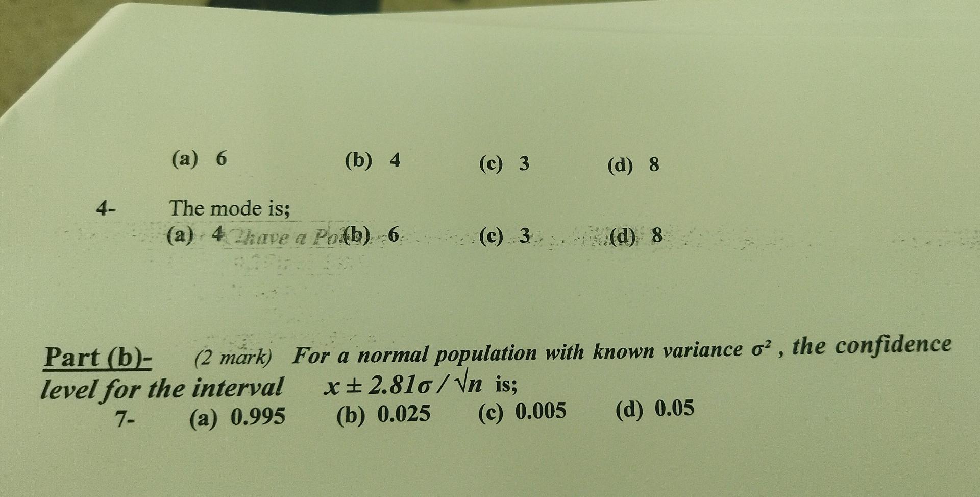 Solved 1− Part (a)- (2+2+2+2=8 marks) For the date given | Chegg.com