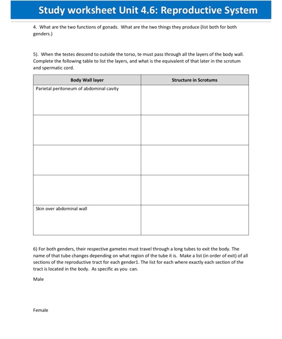Solved Study worksheet Unit 4.6: Reproductive System 4. What | Chegg.com